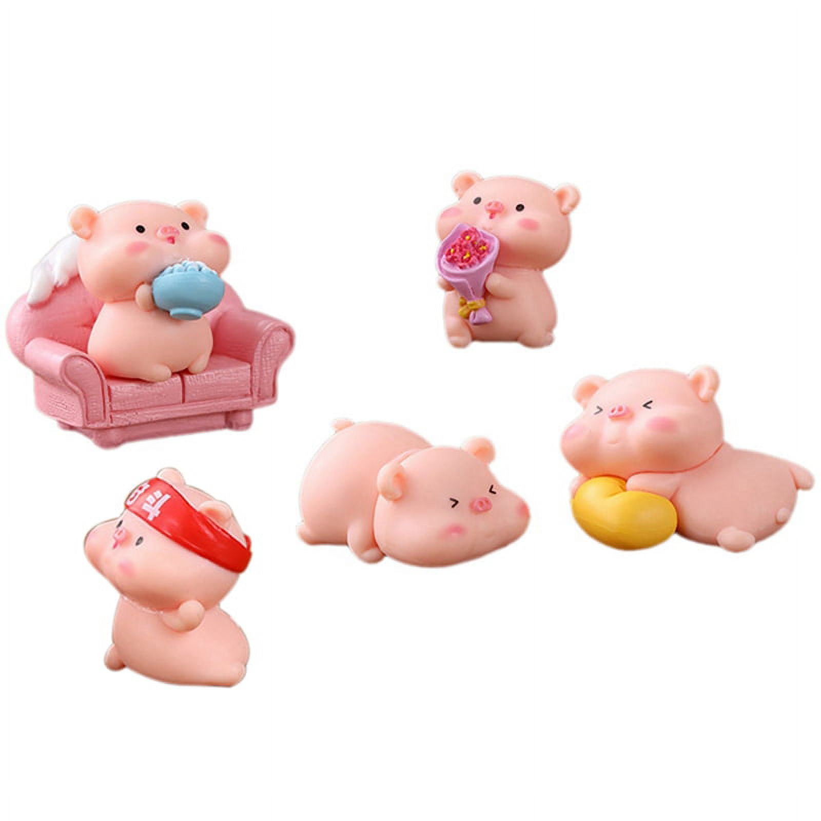 6 Pcs Miniature Pigs Figurines Cute Pink Pig Family Toys Figures DIY ...