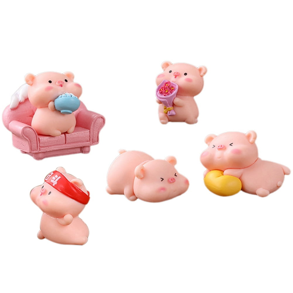 6 Pcs Miniature Pigs Figurines Cute Pink Pig Family Toys Figures for ...