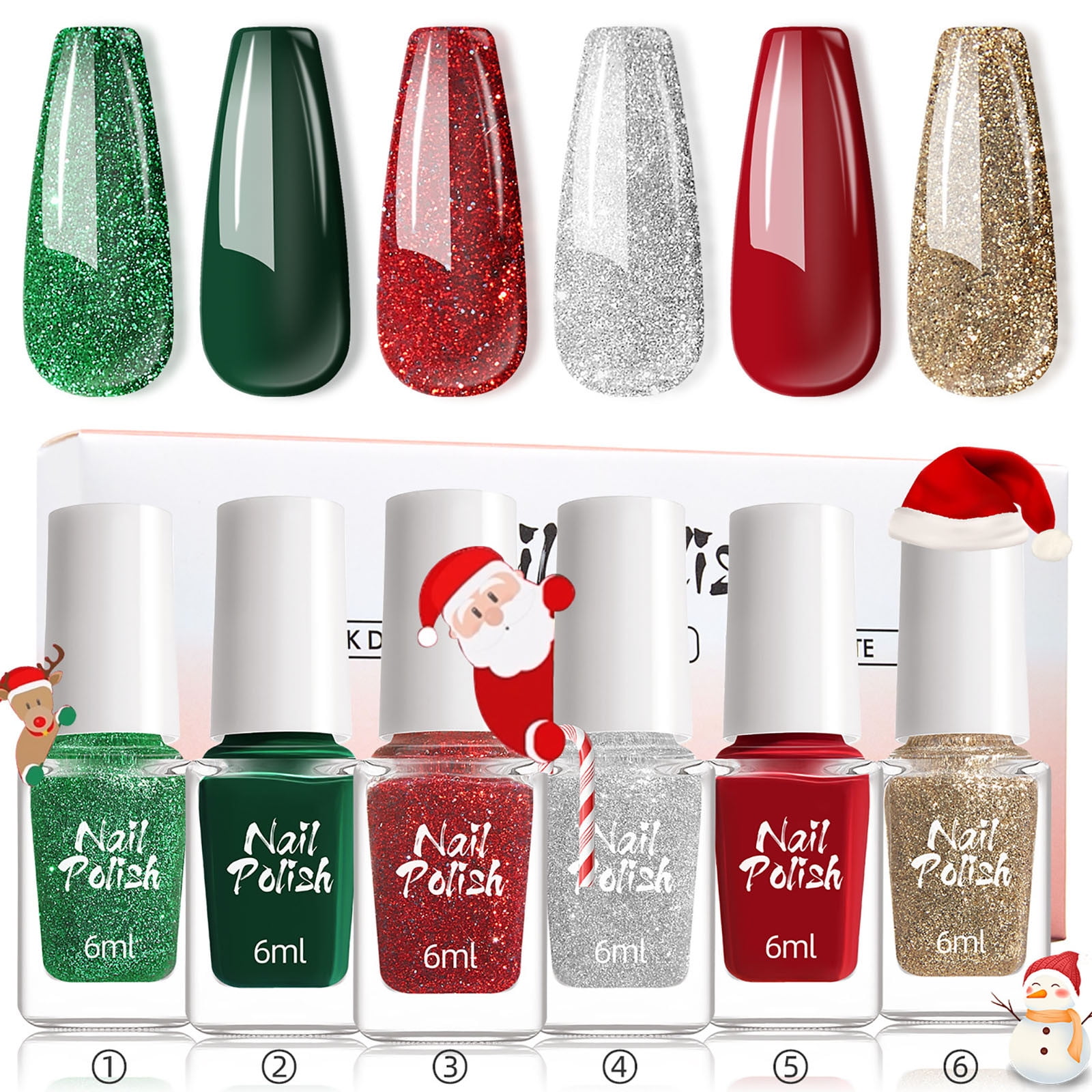 6 Pcs Mirror Effect Nail Polish Set, Plating Chrome Bright Glossy ...