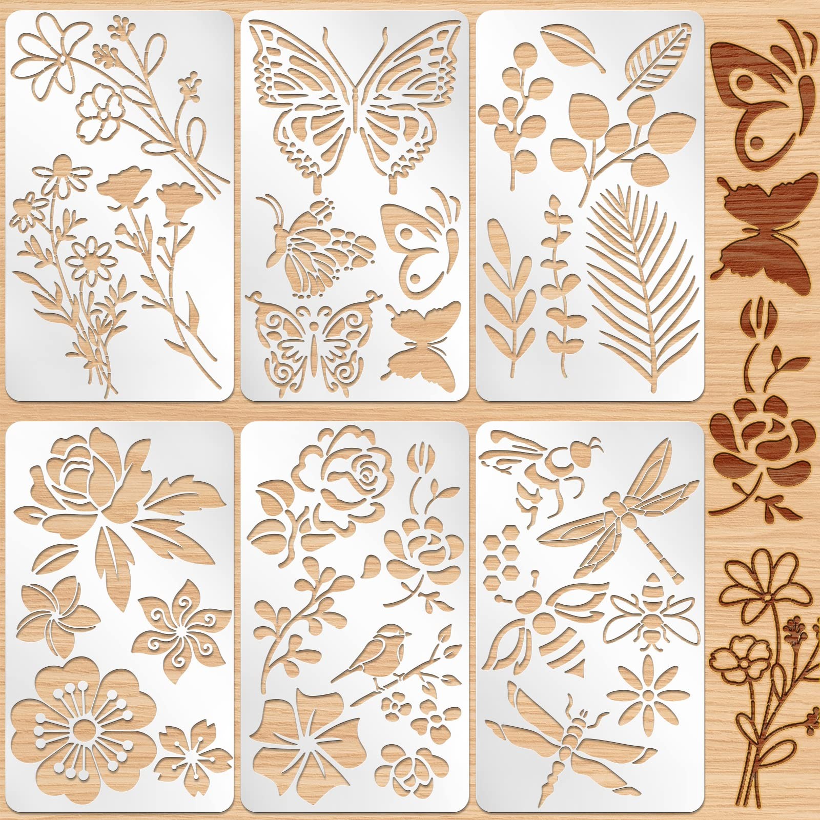 6 Pcs Mixed Metal Stencil Wood Stencil Templates Stencils For ...