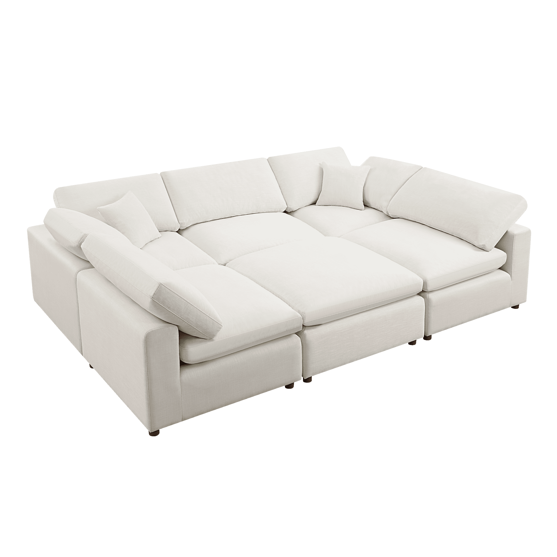 6 Pcs Modular Sectional Sofa Set, 3 Armless Chair & 2 Modern Wedge ...