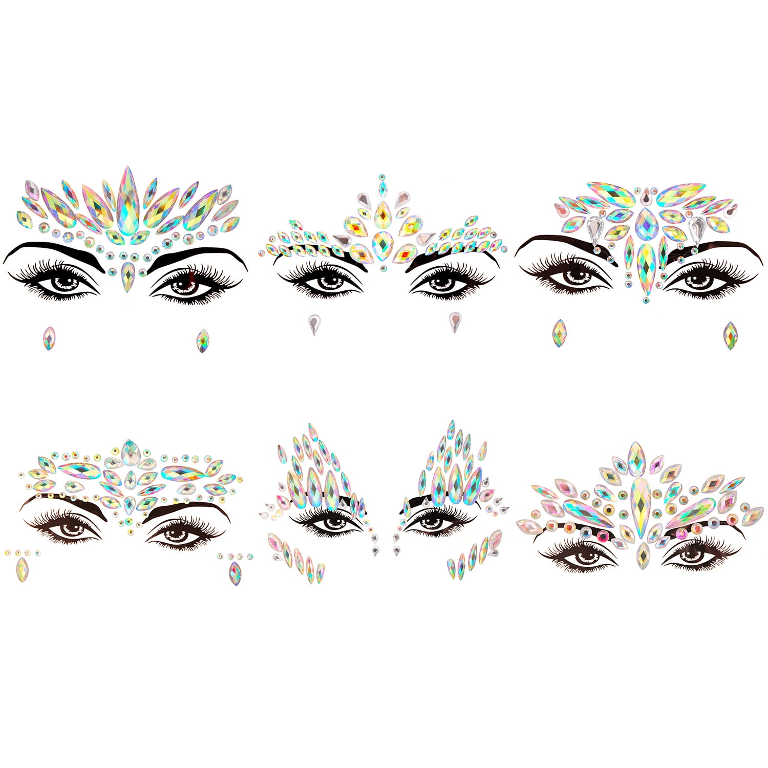 6 Pcs Music Festival Face Jewels, Rhinestone Rave Face Gems Glitter ...