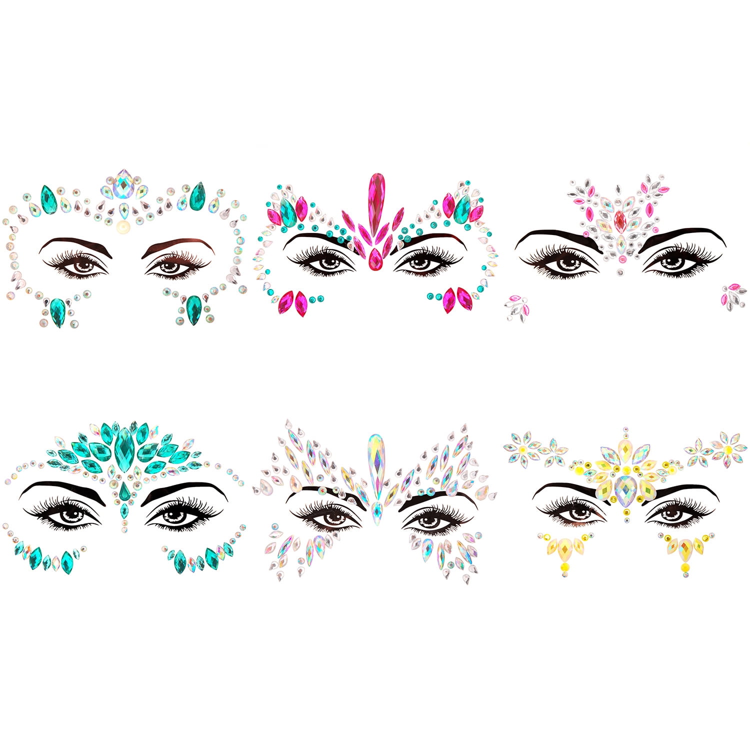 6 Pcs Music Festival Face Jewels, Rhinestone Rave Face Gems Glitter ...
