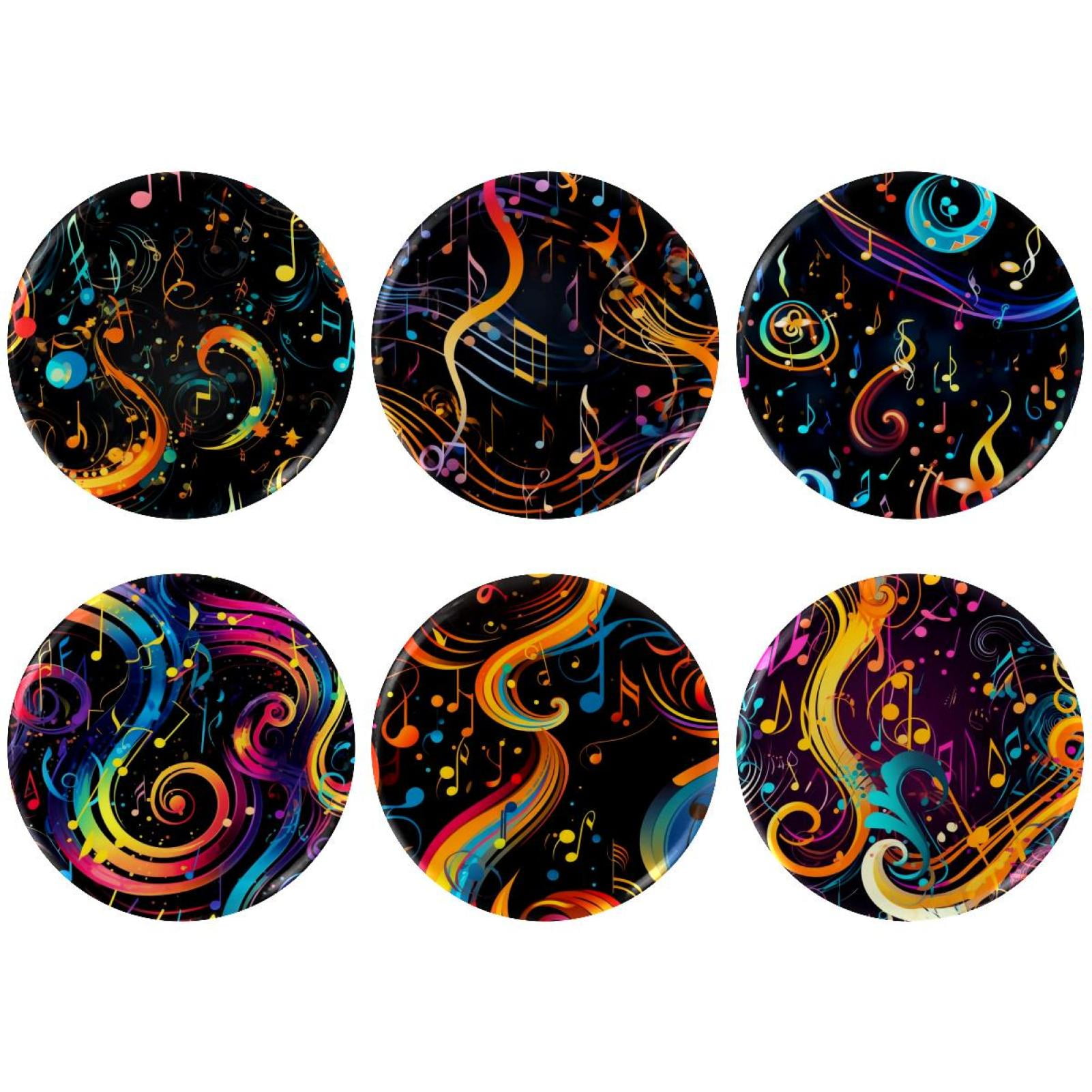 6 Pcs Music Note Lapel Pins Round Badge - Walmart.com