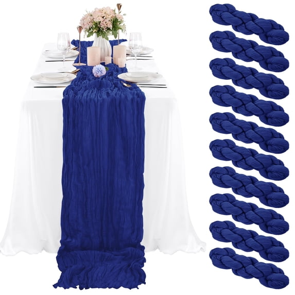 6 Pcs Navy Blue Cheesecloth Table Runner 10FT, Gauze Table Runner for ...