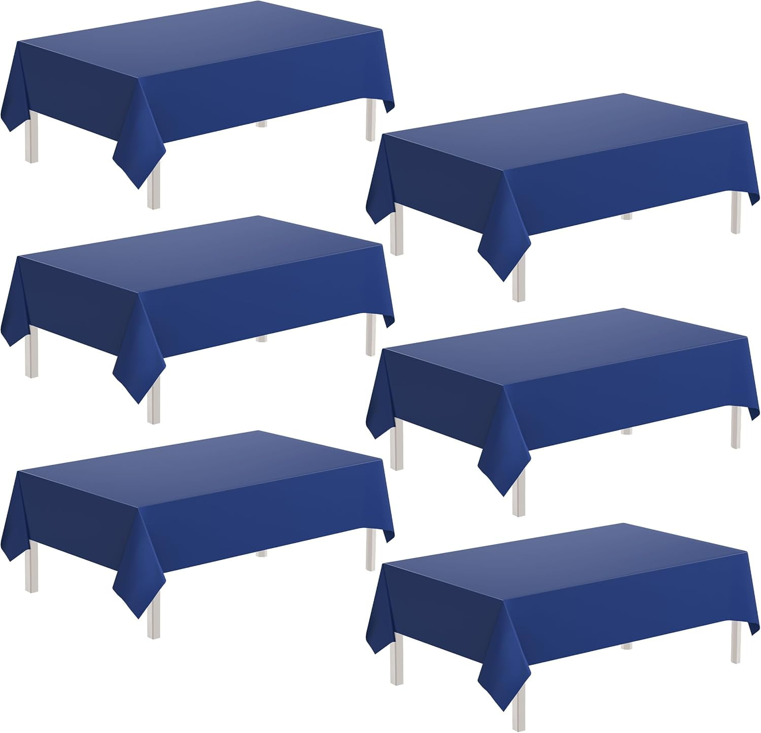 6 Pcs Navy Blue Plastic Tablecloths, 54x108 inch Disposable PEVA ...