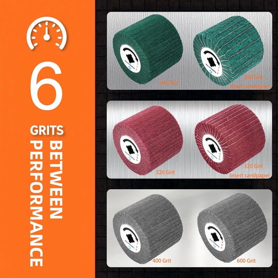 6 Pcs Non-Woven Wire Abrasive Drawing Flap Wheel with Sandpaper for ...