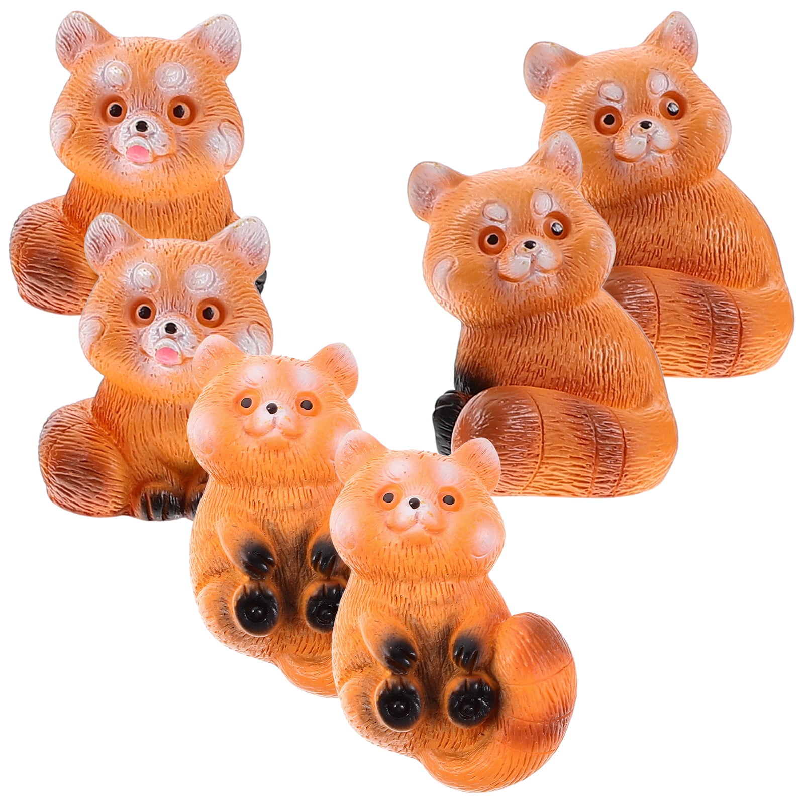 6 Pcs Office Desk Decor Micro Landscape Red Panda Doll Figurines Mini ...