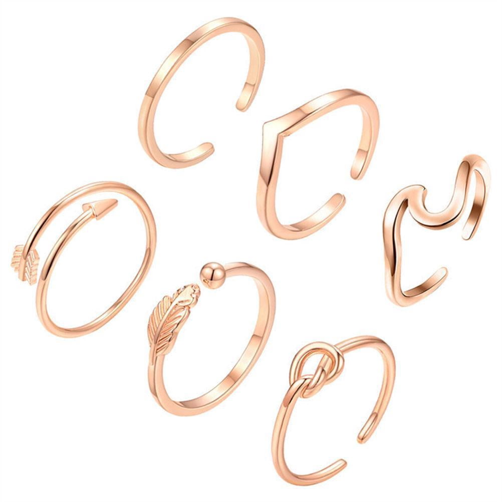 6 Pcs Open Rings Set for Women Stackable Rings Adjustable Opening Rings ...