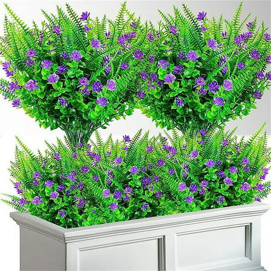 6 Pcs Outdoor Artificial Flowers UV Resistant Fake Boxwood Plants, Faux ...