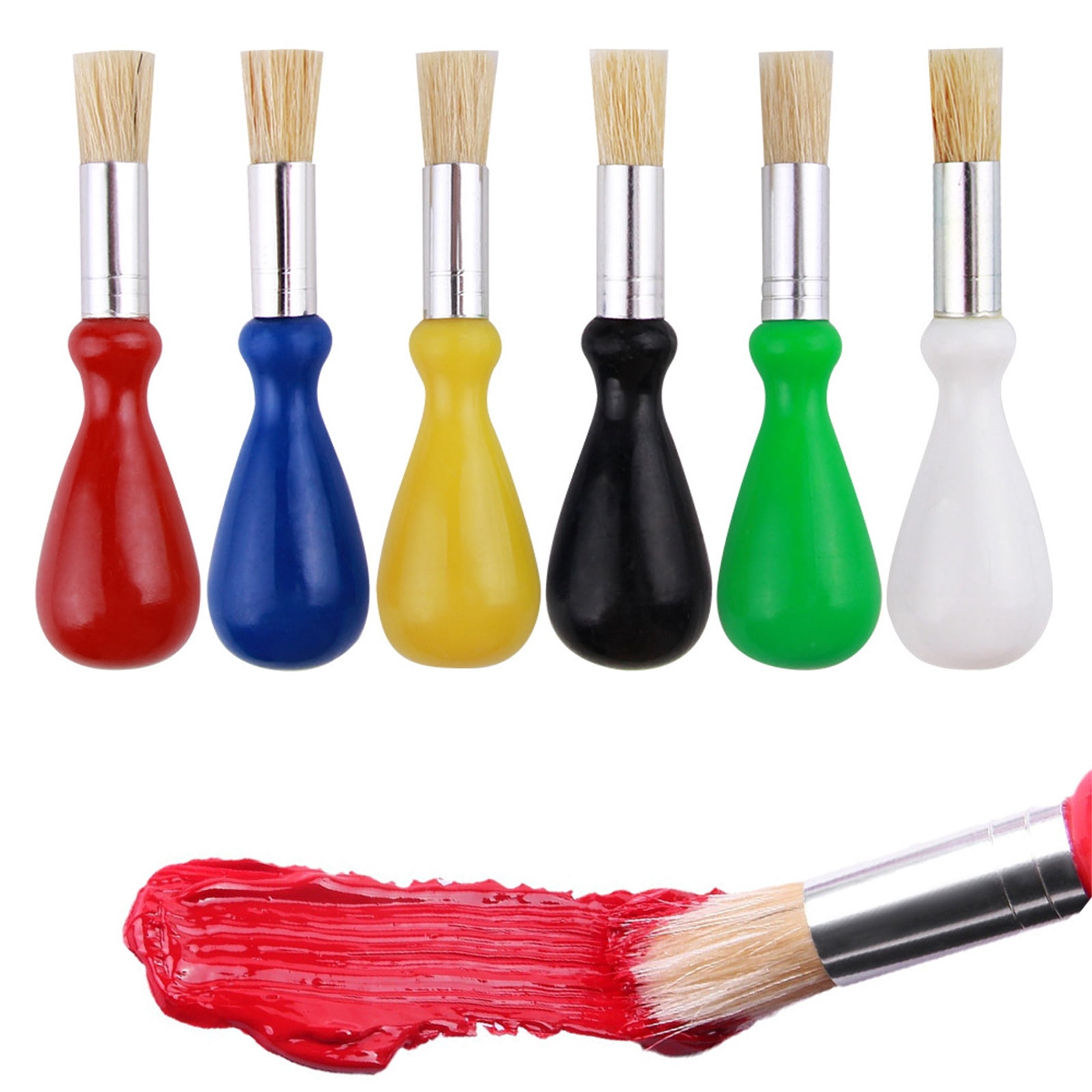6 Pcs Paint Brushes,Bexikou Kids Brushes with Colorful Handle,Craft ...