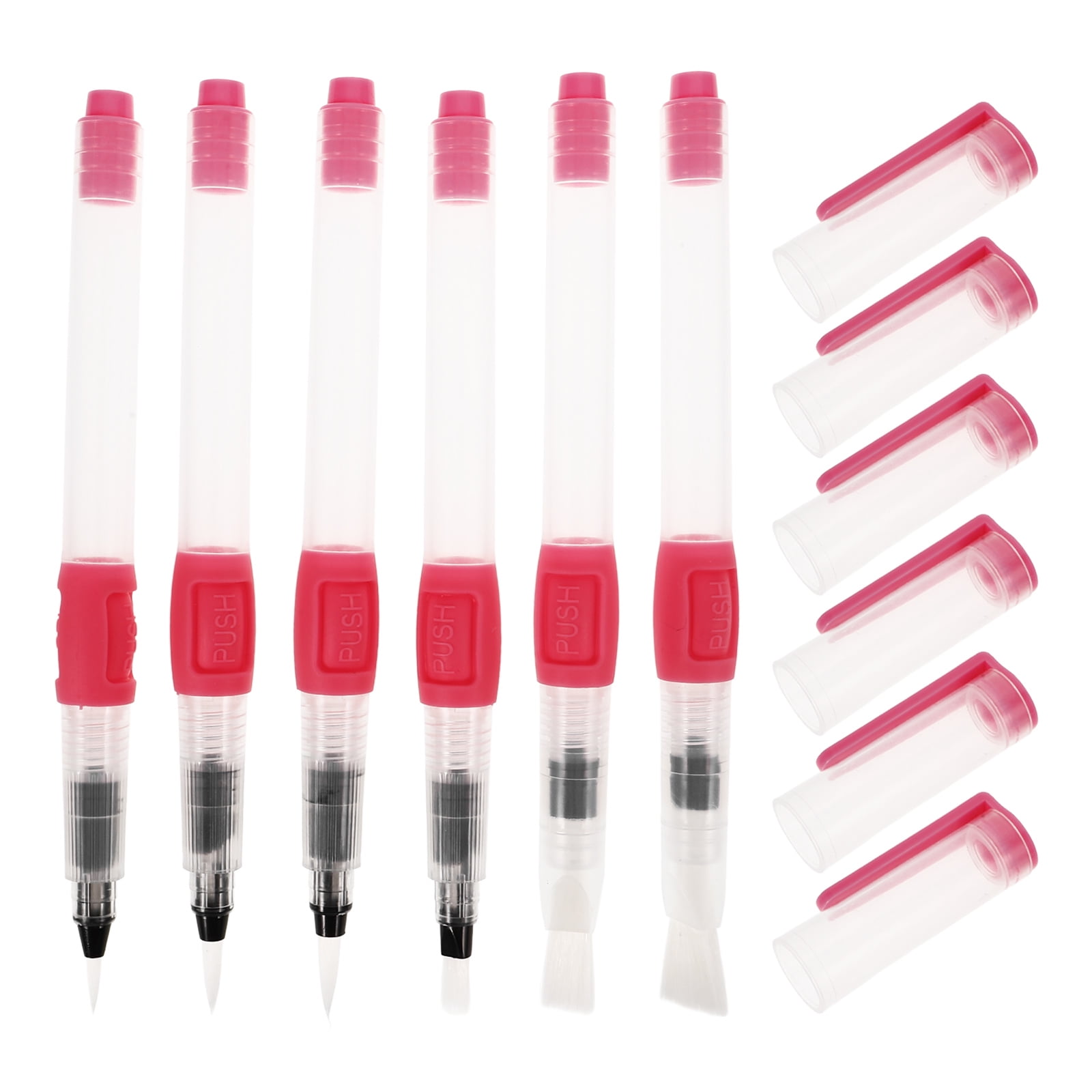 Homoyoyo 6Pcs Calligraphy Brush Pen Set Pink Plastic with Fine ...