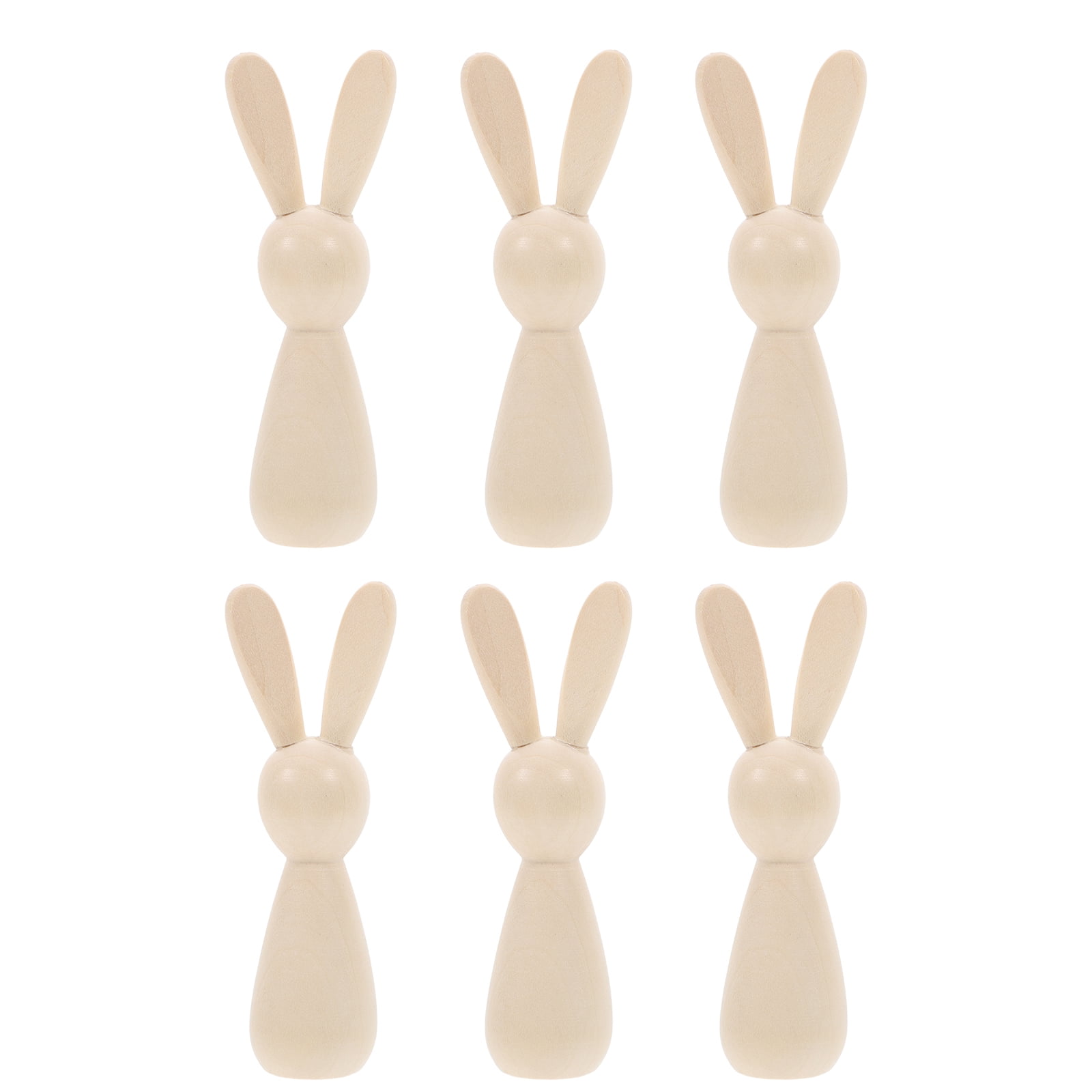 6 Pcs Paint Bunny Diy Toys Log Color Rabbit Toy Child Man 8.80X3.00X3 ...