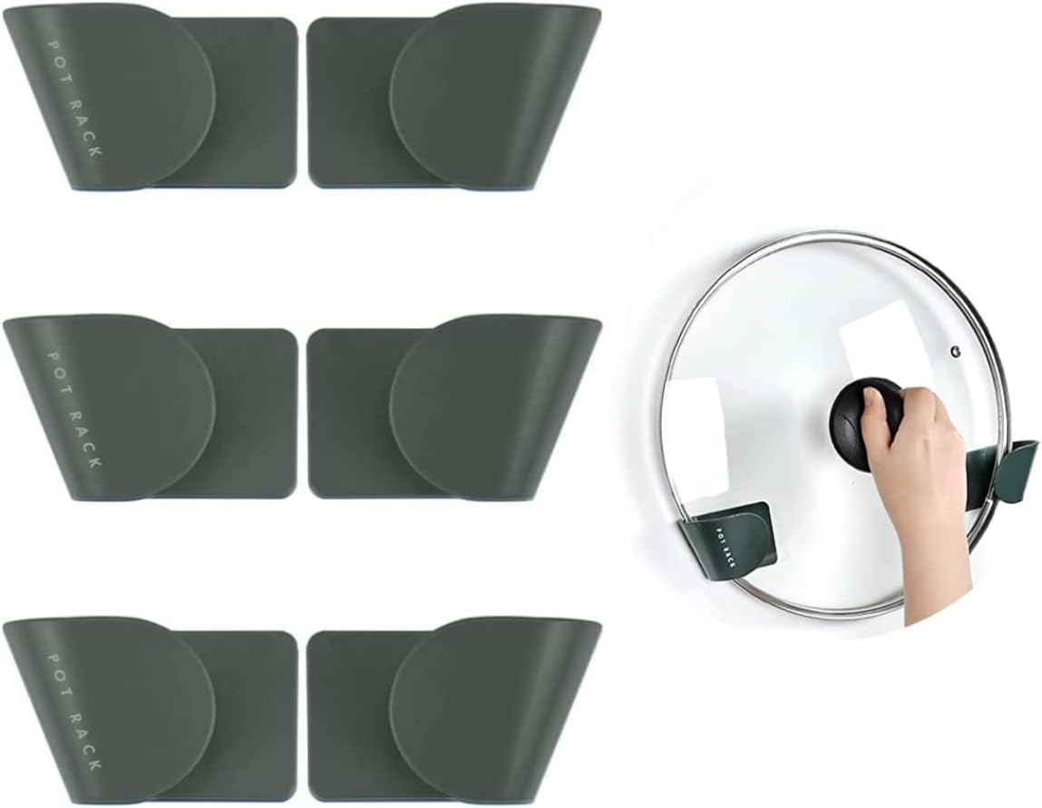 6 Pcs Pan Lid Holder Adjustable Pot Lid Rack Plastic Self-Adhesive ...
