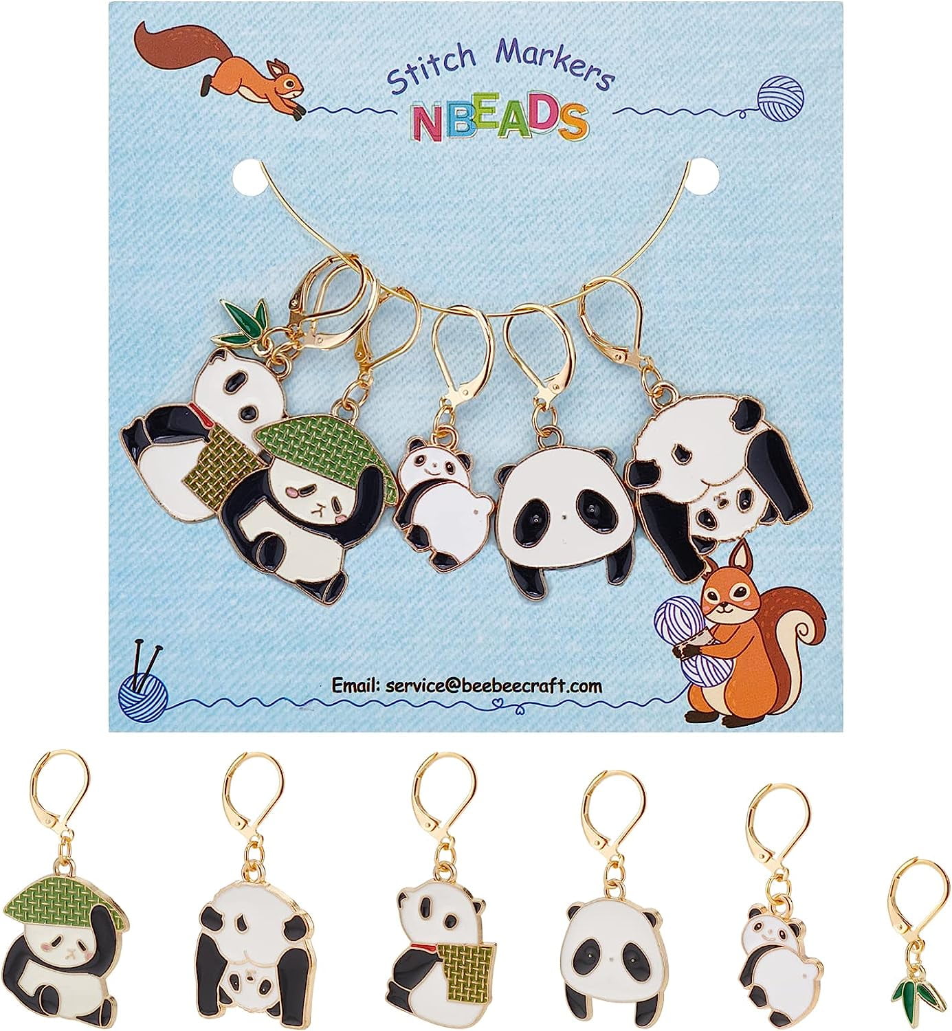 6 Pcs Panda Charm Stitch Markers 6 Styles Alloy Enamel Crochet Stitch ...