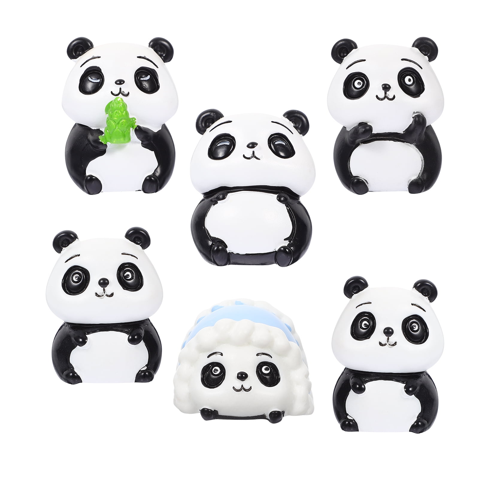 6 Pcs Panda Micro Landscape Resin Crafts Miniature Panda Models Panda ...