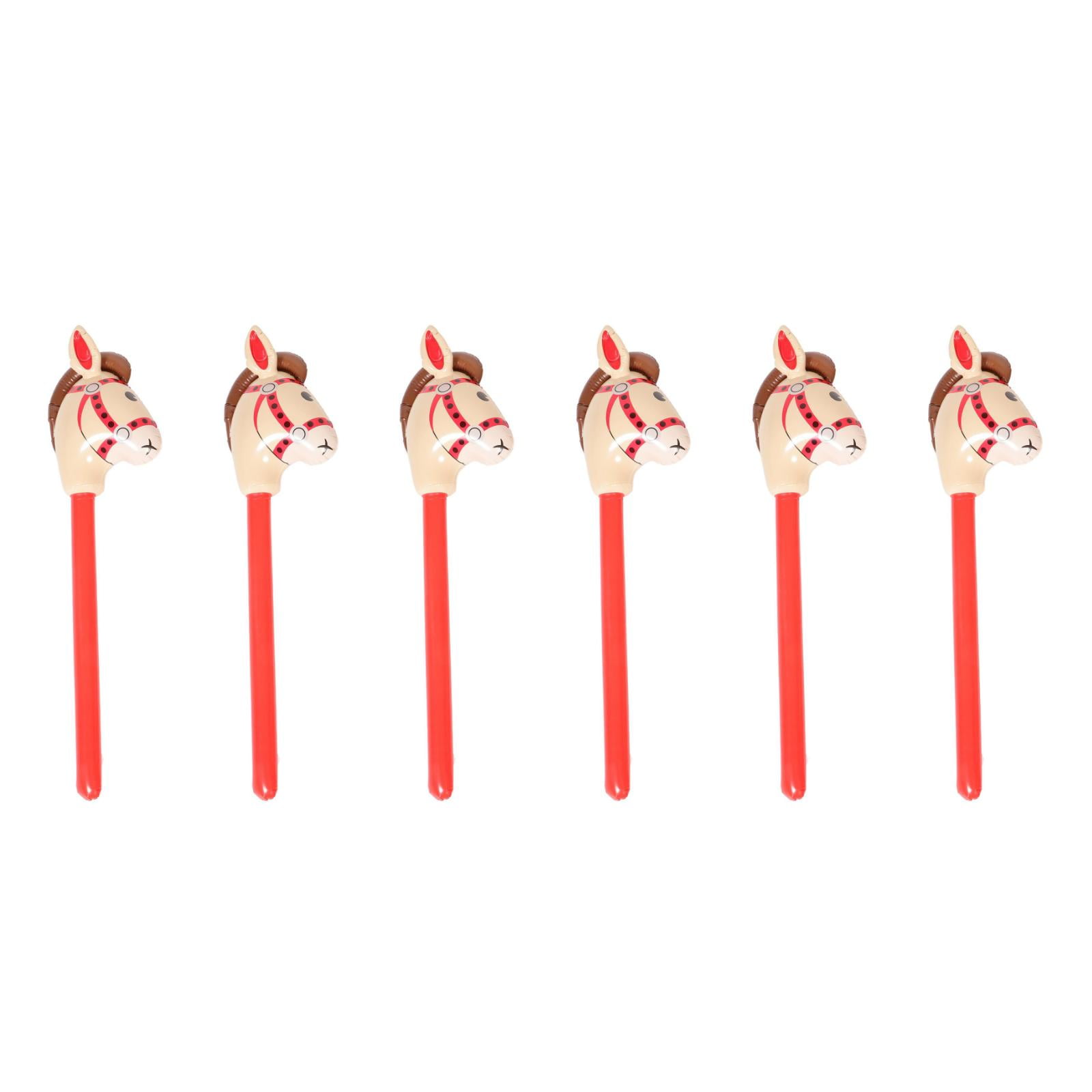 6 Pcs Party Cheering Props Inflatable Horse's Head Sticks Kids Cheering ...
