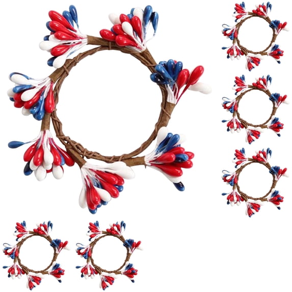 6 Pcs Patriotic Red White Blue Berry Napkin Rings,Handmade 3 Inch ...