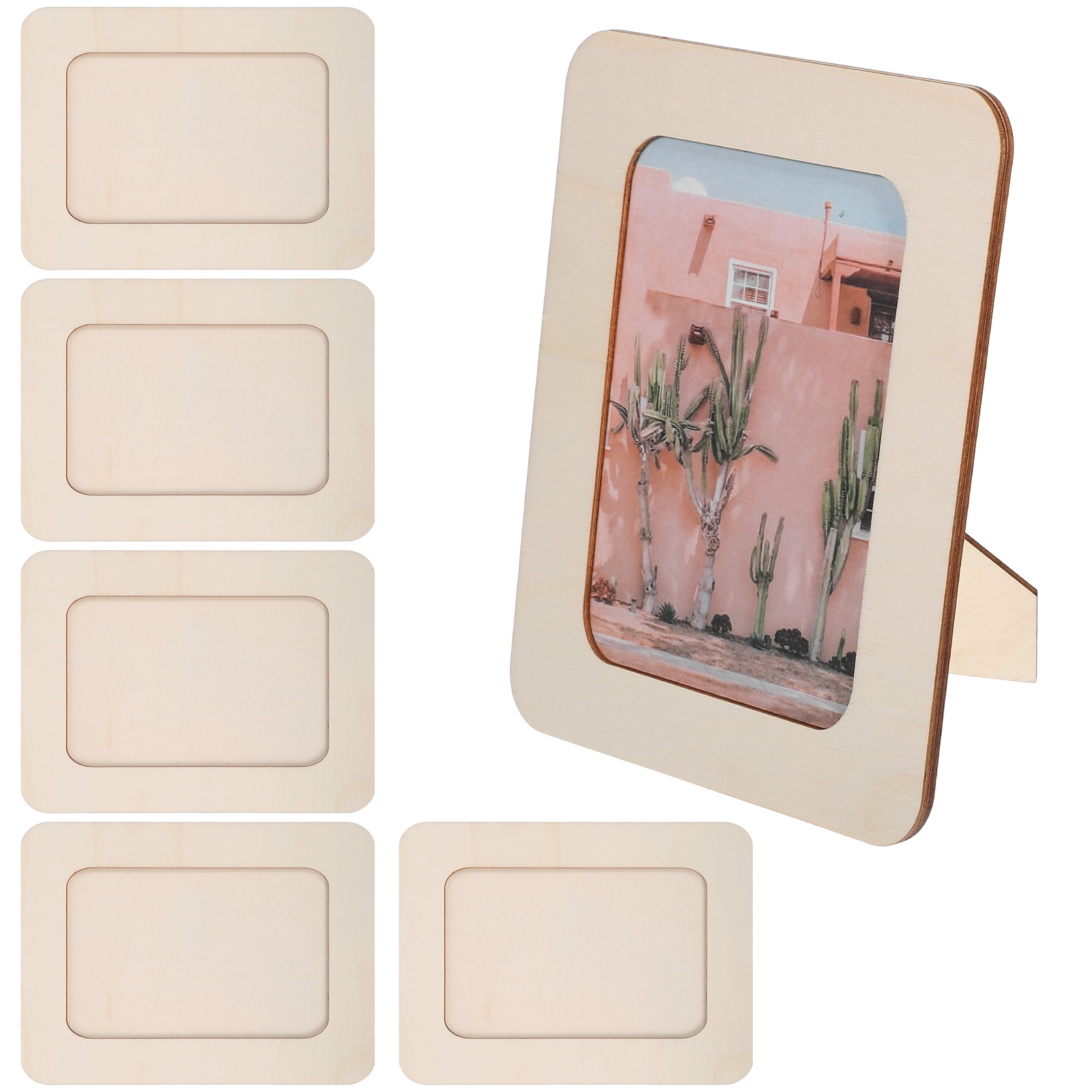 6 Pcs Photo Frames Wooden Picture Frames For Crafts Photo Diy Wood ...