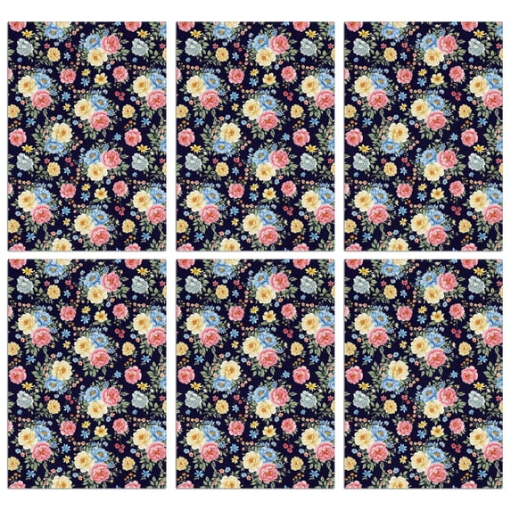 6 Pcs Pioneer Flower Floral Print Pattern Funny Kitchen Towels ...