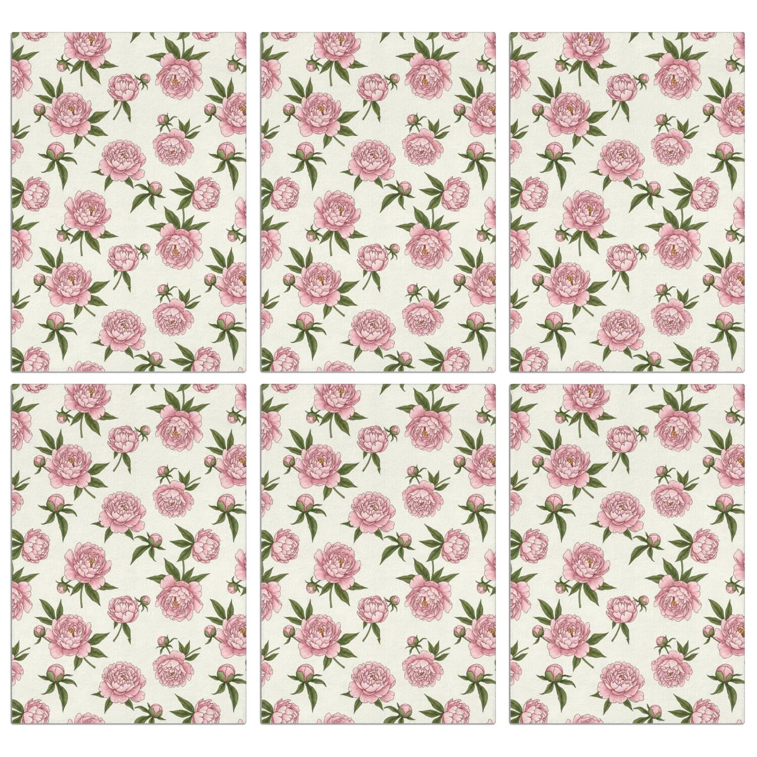 6 Pcs Pioneer Flower Floral Print Pattern Funny Kitchen Towels ...