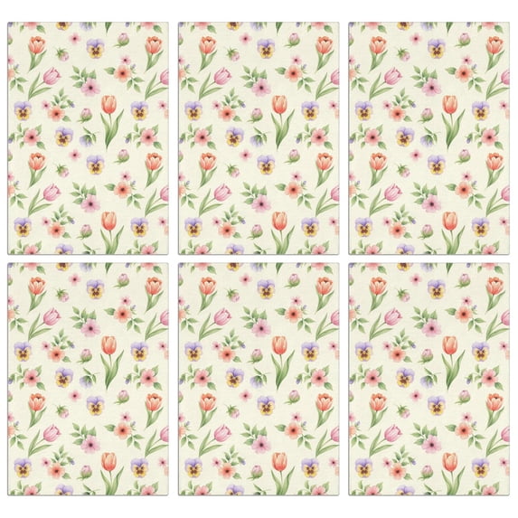 6 Pcs Pioneer Flower Floral Print Pattern Funny Kitchen Towels ...