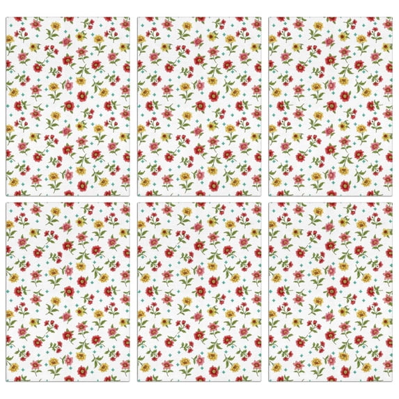 6 Pcs Pioneer Flower Floral Print Pattern Funny Kitchen Towels ...