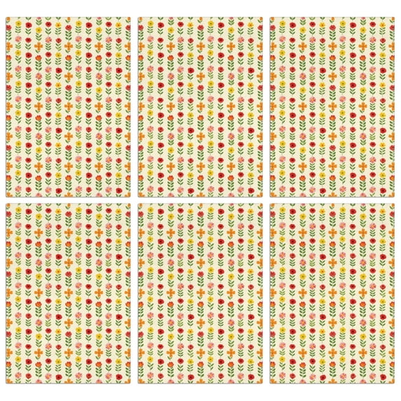 6 Pcs Pioneer Flower Floral Print Pattern Funny Kitchen Towels ...
