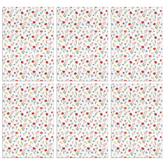 6 Pcs Pioneer Flower Floral Print Pattern Funny Kitchen Towels ...