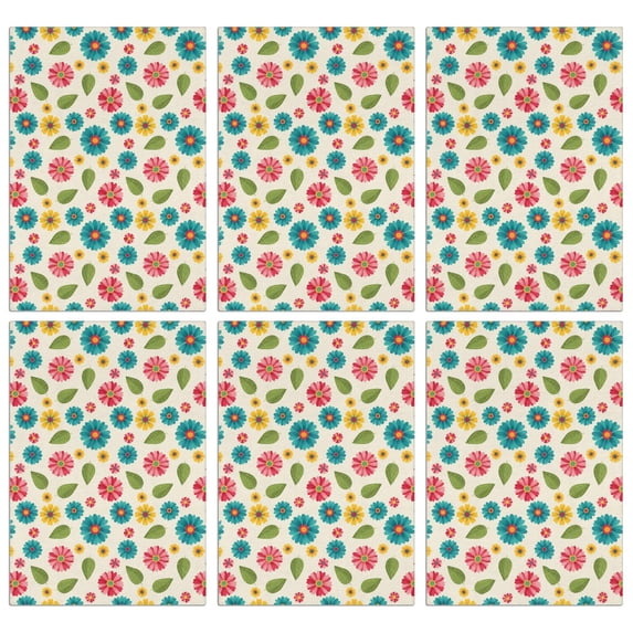 6 Pcs Pioneer Flower Floral Print Pattern Funny Kitchen Towels ...