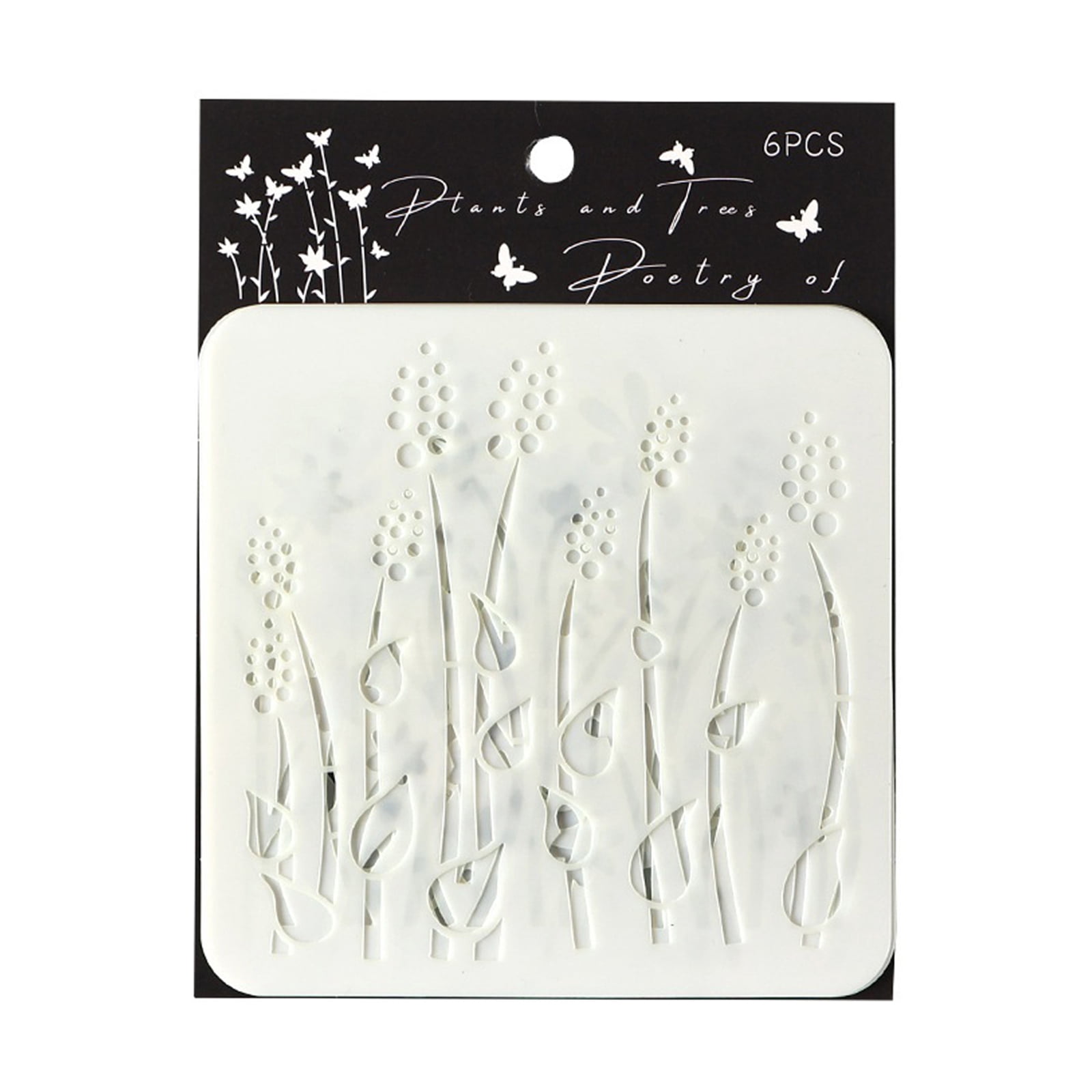 6 Pcs Plant Stencils Art and Craft Stencils Flowers Drawing Templates ...