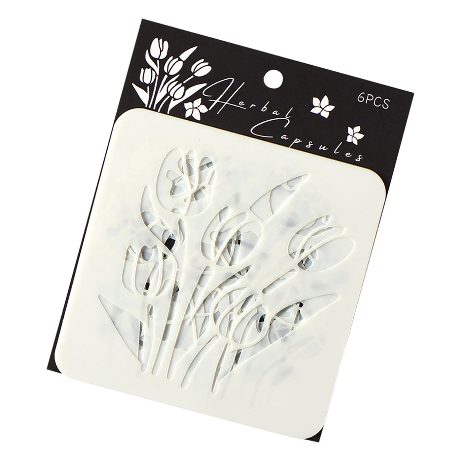 6 Pcs Plant Stencils Art and Craft Stencils Flowers Drawing Templates ...