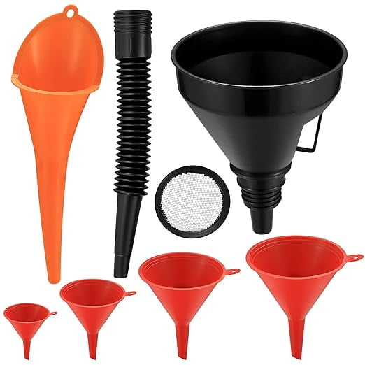 6 Pcs Plastic Automotive Funnels Set, Wide Mouth Fuel Funnels, Plastic ...