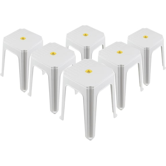 6 Pcs Plastic Backless Counter Chairs, Stackable Stools Modern ...
