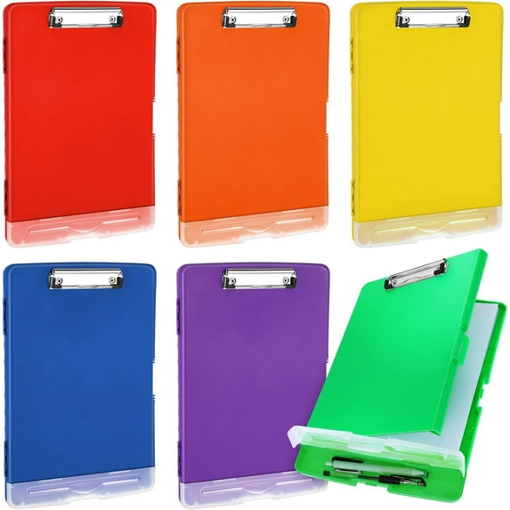 6 Pcs Plastic Clipboard with Storage Colored A4 Nursing Holder Heavy ...