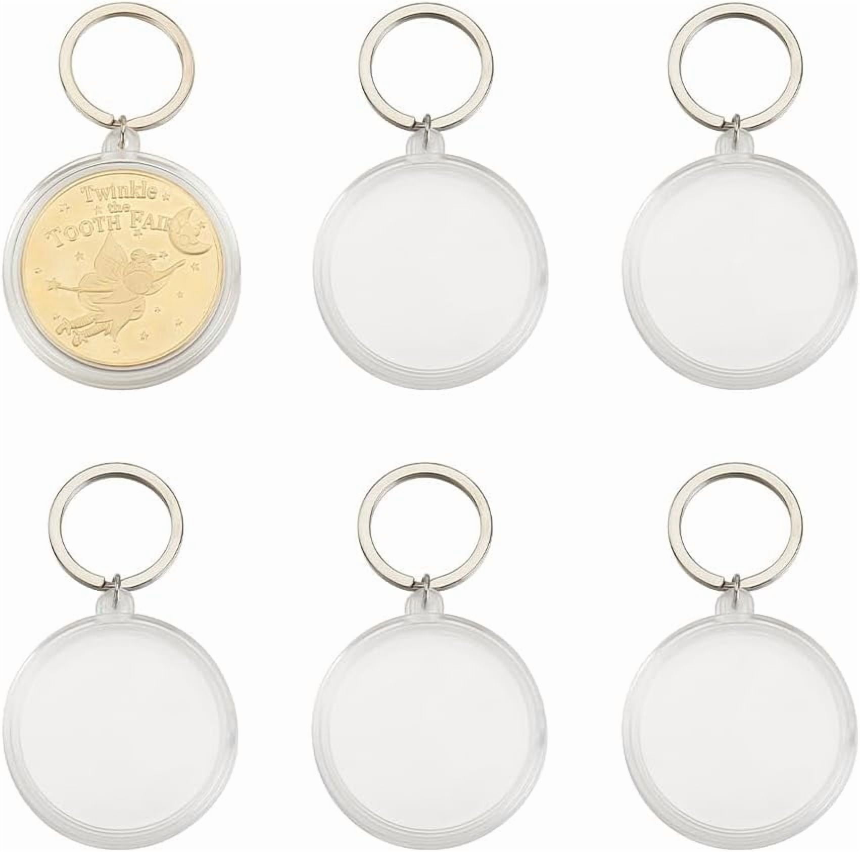 6 Pcs Plastic Coin Holder Keychains Round Medallion Holder with Key ...