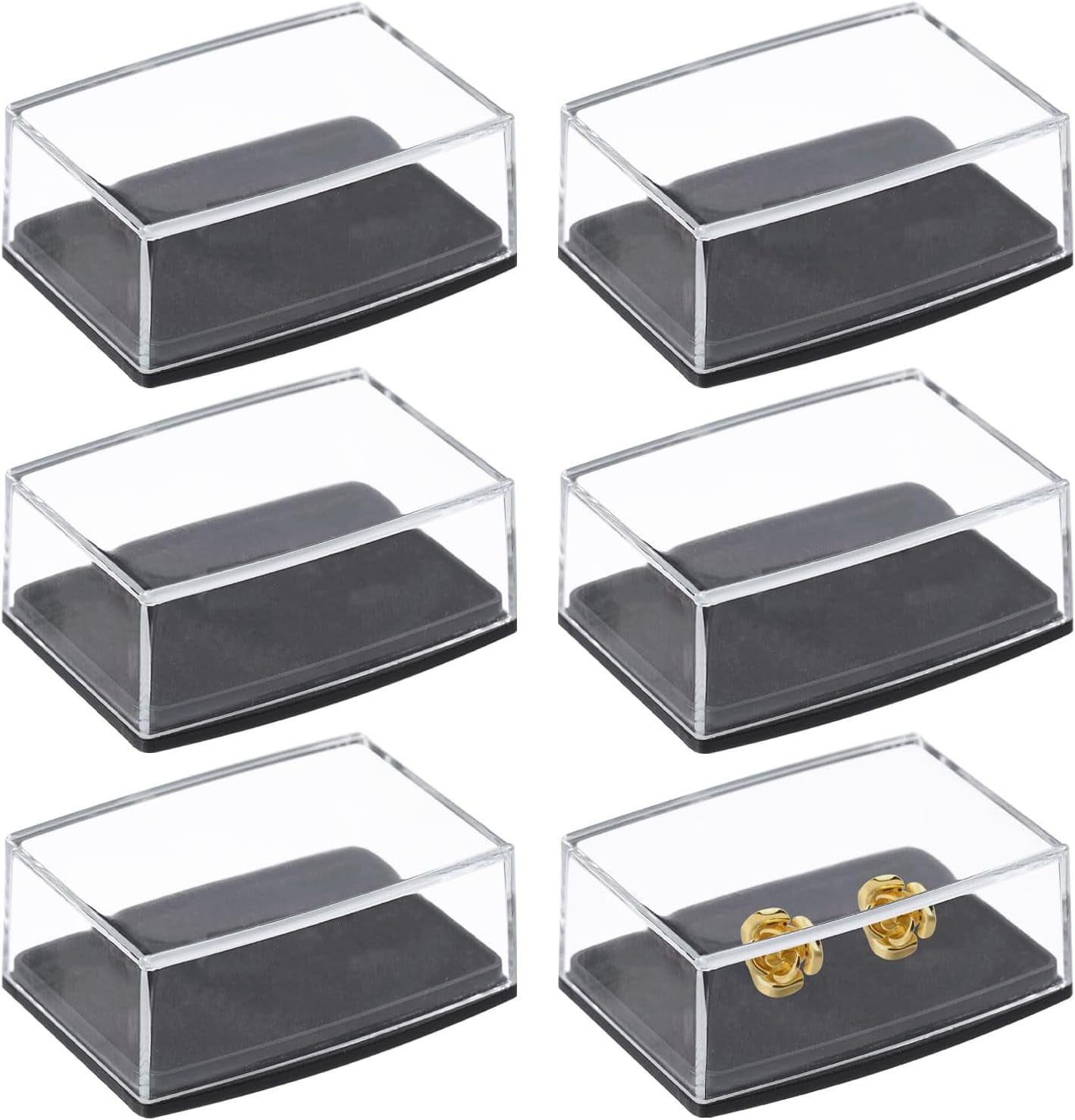 6 Pcs Plastic Cufflinks Box Clear Storage Gift Box Jewelry Display Box ...