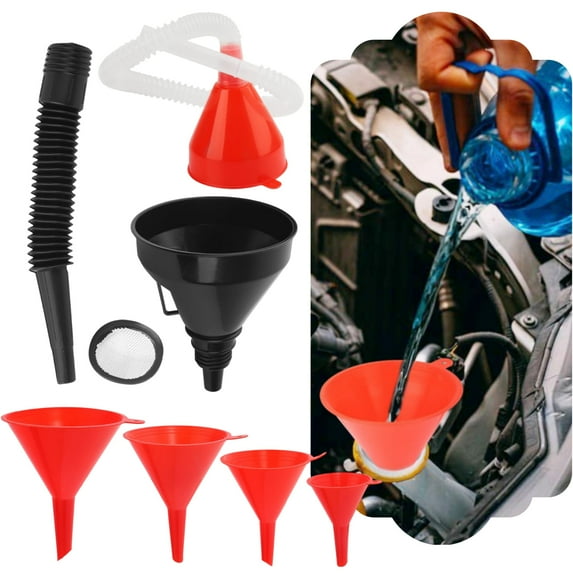 6 Pcs Plastic Funnel Set, Multi-Purpose Wide Mouth Funnels with ...