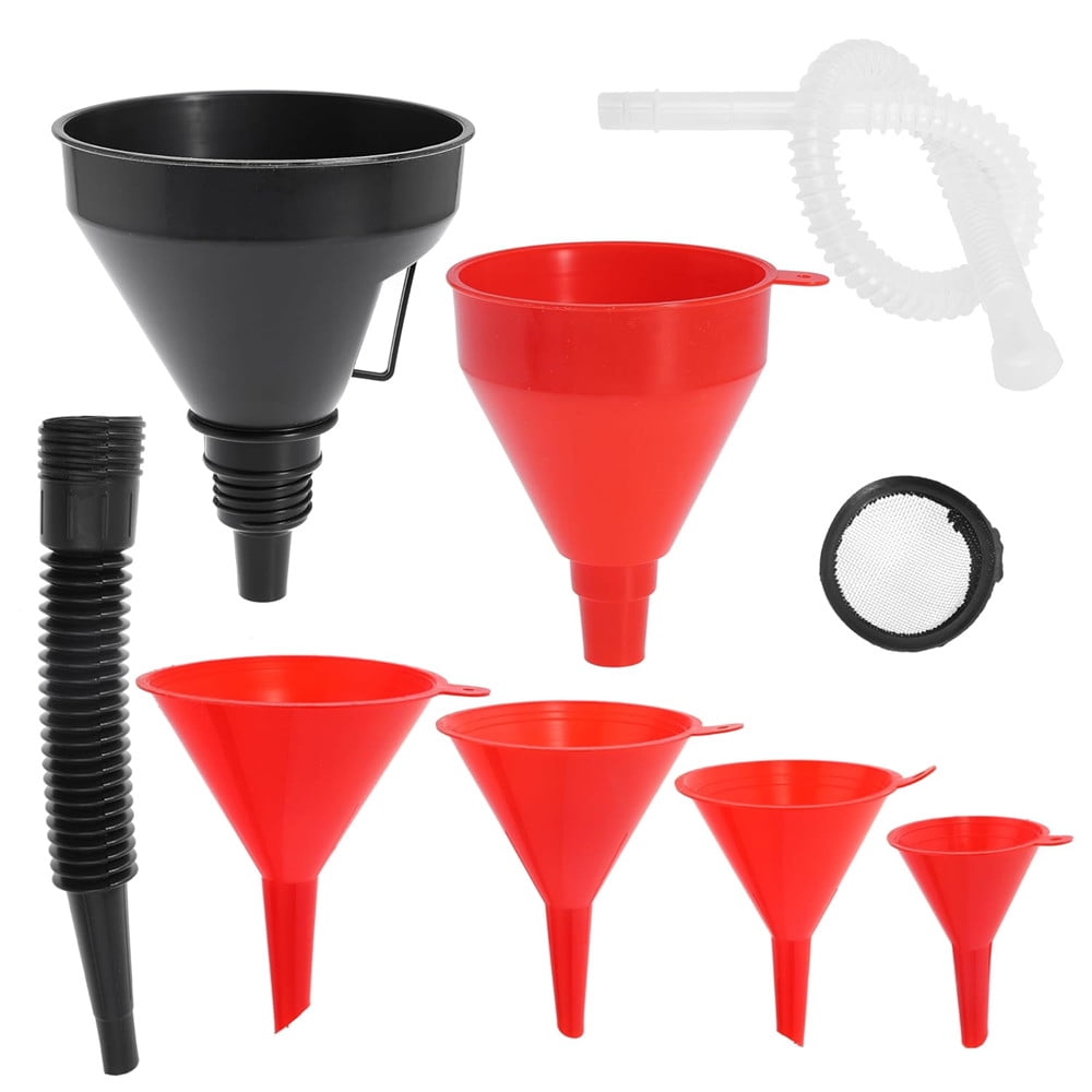 6 Pcs Plastic Funnel Set - Wide Mouth Oil Funnel with Flexible Hose for ...