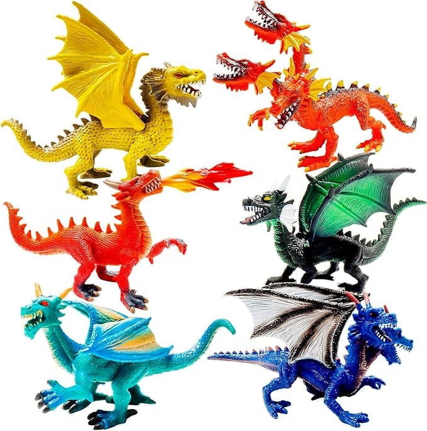 6 Pcs Plastic Multi Color Dragon Figurine Realistic Ancient Myth Beast ...