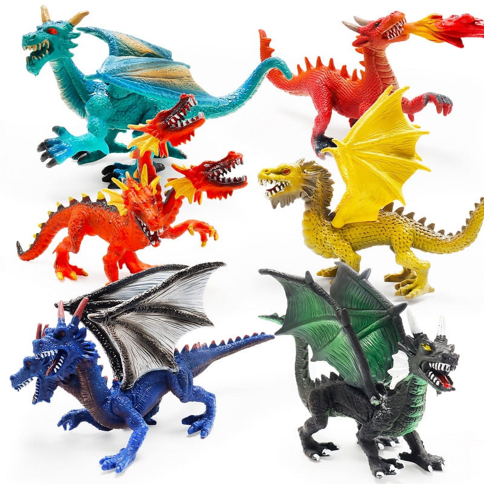 6 Pcs Plastic Multi Color Dragon Figurine Realistic Ancient Myth Beast ...
