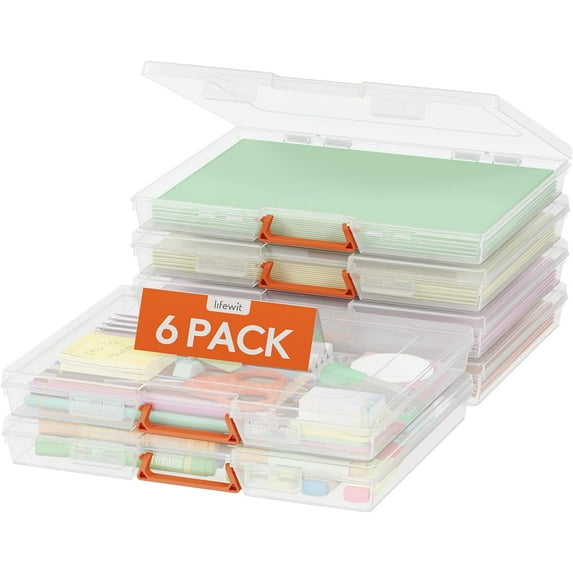 6 Pcs Plastic Multi-Purpose Storage Box with Handle, Labels, 6 Zipper ...