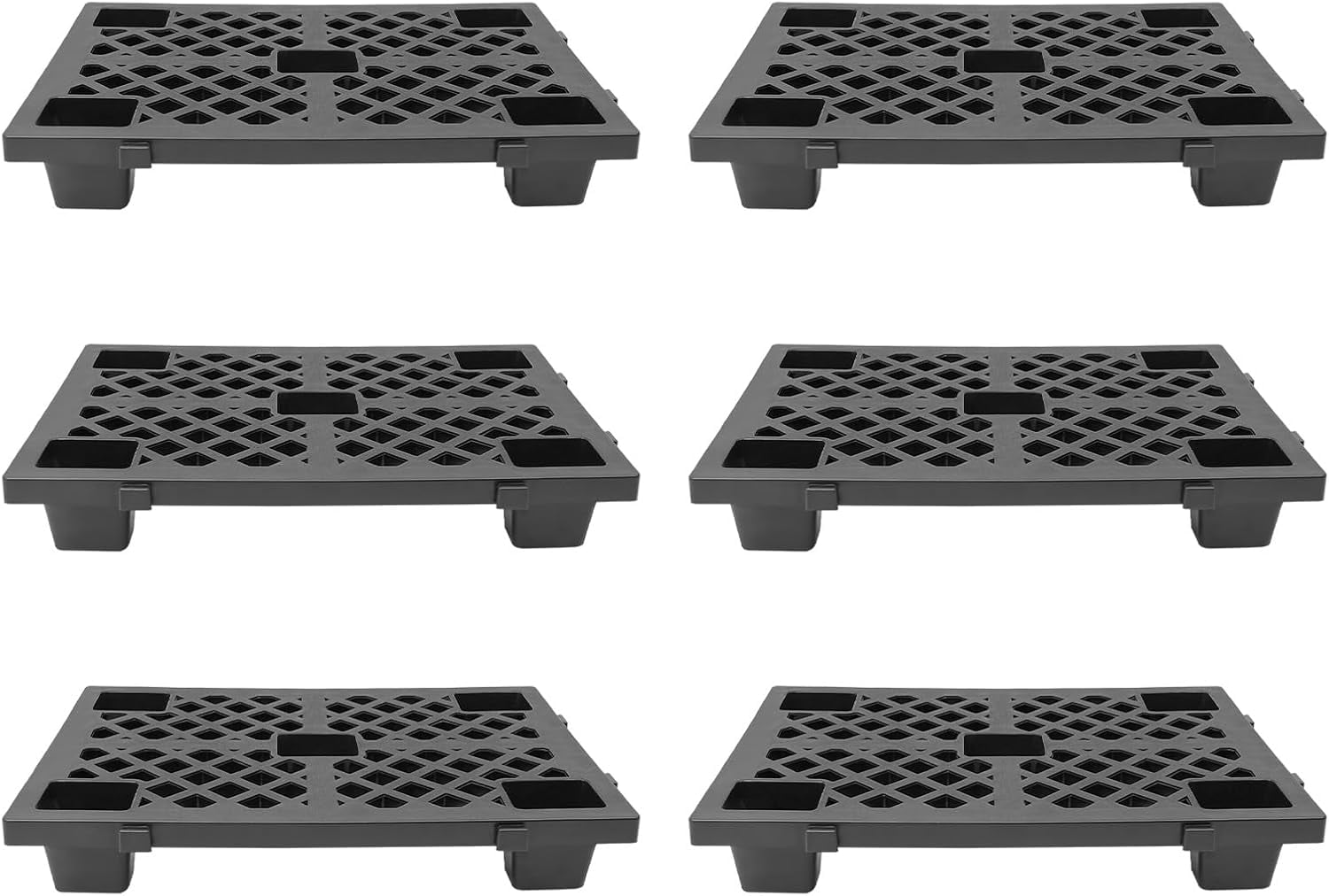 6 Pcs Plastic Pallets 15 x 24 Inch, Waterproof Stackable Storage Floor ...