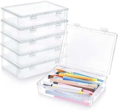 6 Pcs Plastic Storage Boxes with Lids, 9 x 6.5 x 2 Inch Clear ...