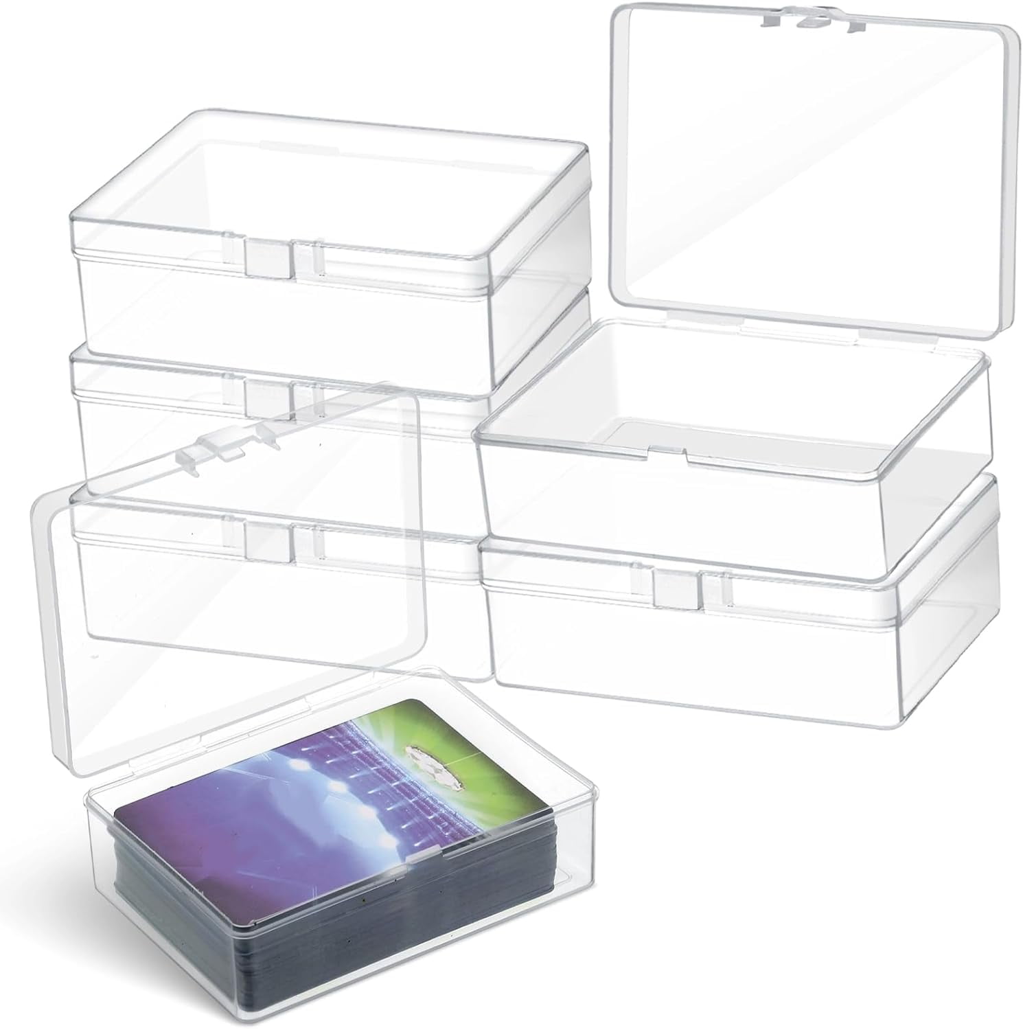 6 Pcs Playing Card Boxes Clear Plastic Deck Cases Trading Card Storage ...