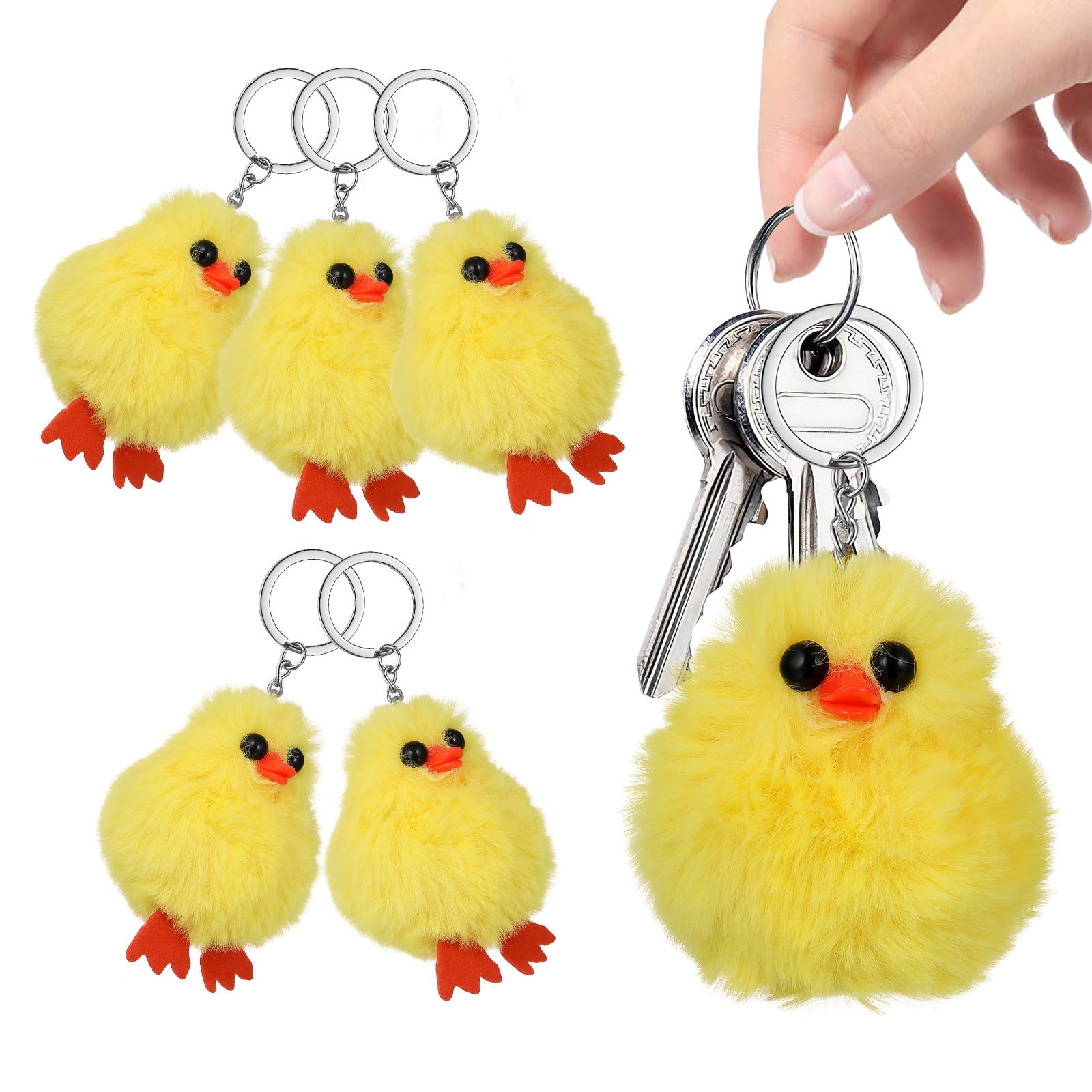6 Pcs Plush Duck Keychains Cute Duck Plush Keychain Soft Key Ring Plush ...