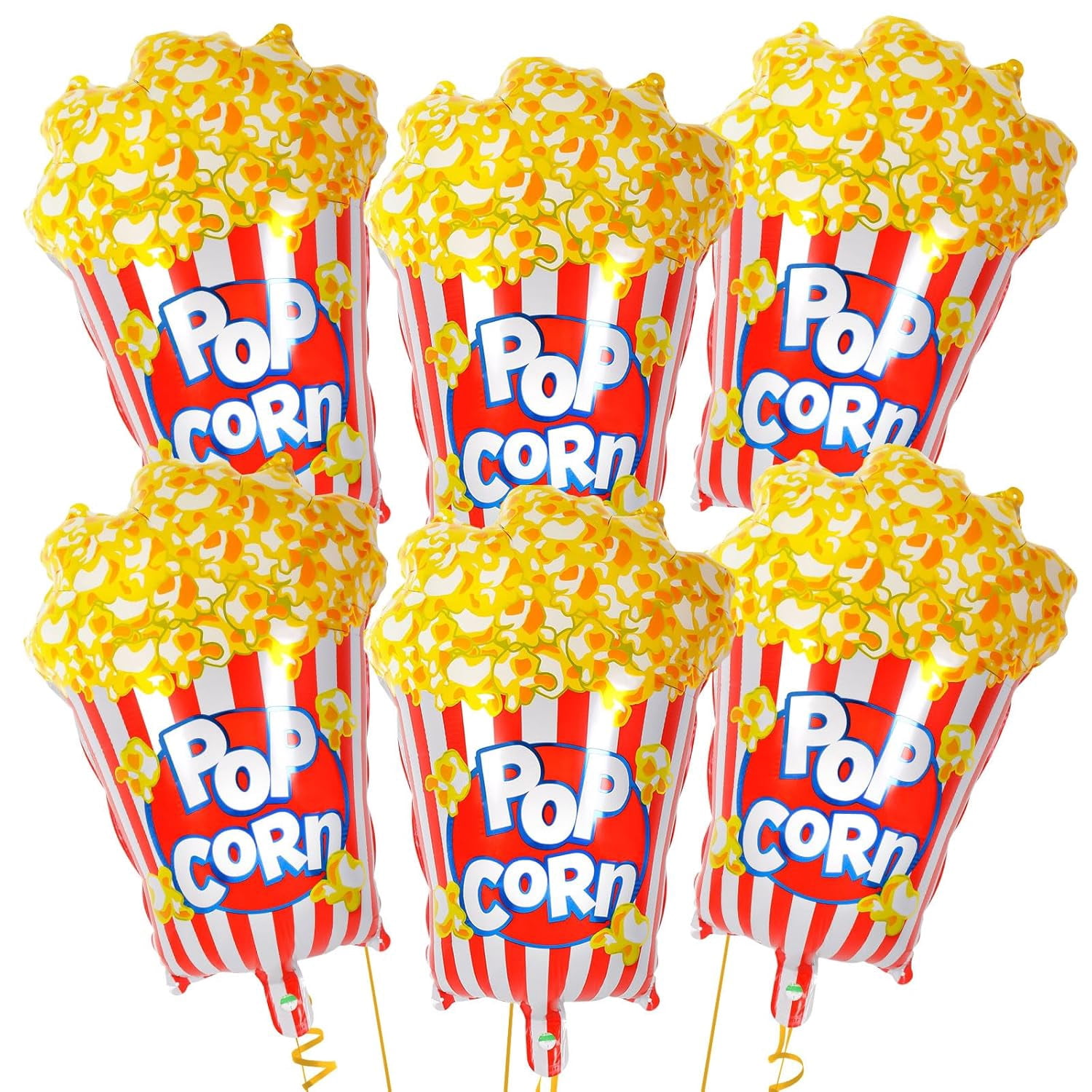 6 Pcs Popcorn Balloons,31 Inch Popcorn Foil Balloons for Kids,Carnival ...