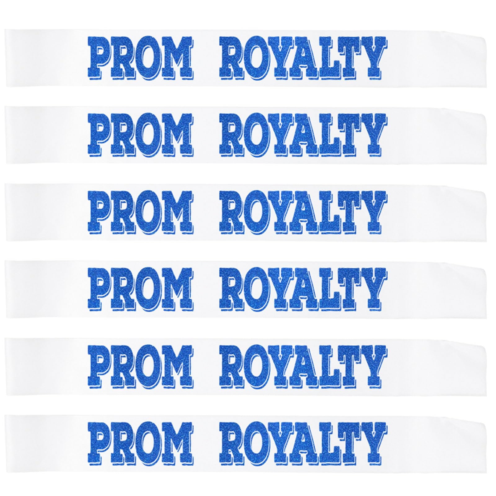 6 Pcs Prom Royalty Sashes with Blue Glitter, White Prom Royalty Sash ...