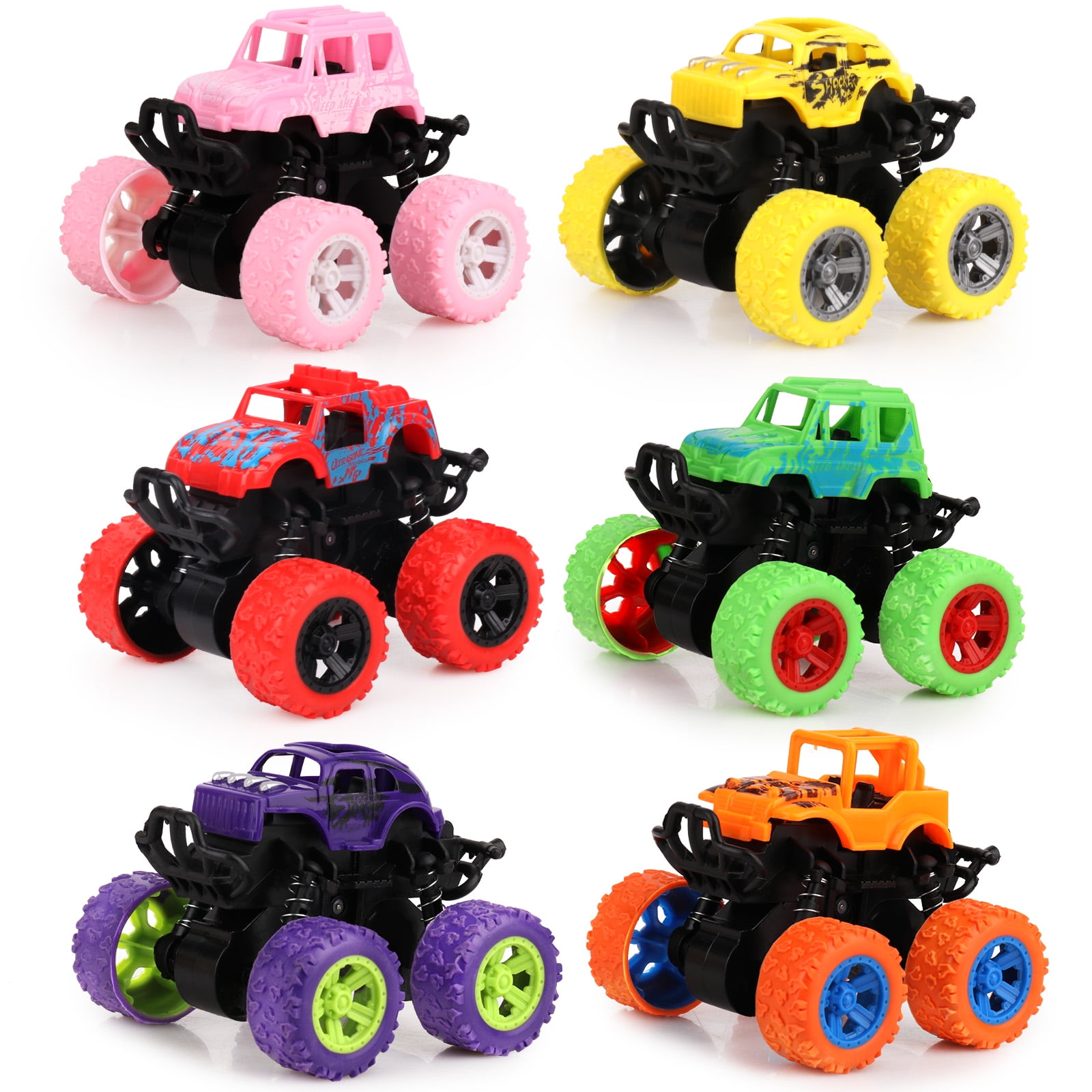 6 Pcs Pull Back Monster Truck Car Set, Pull Back Vehicles and Race Car ...