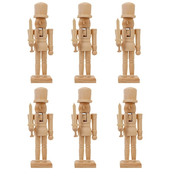 6 Pcs Puppet White Embryo Walnut Soldier Walnut Soldier DIY Nutcracker ...